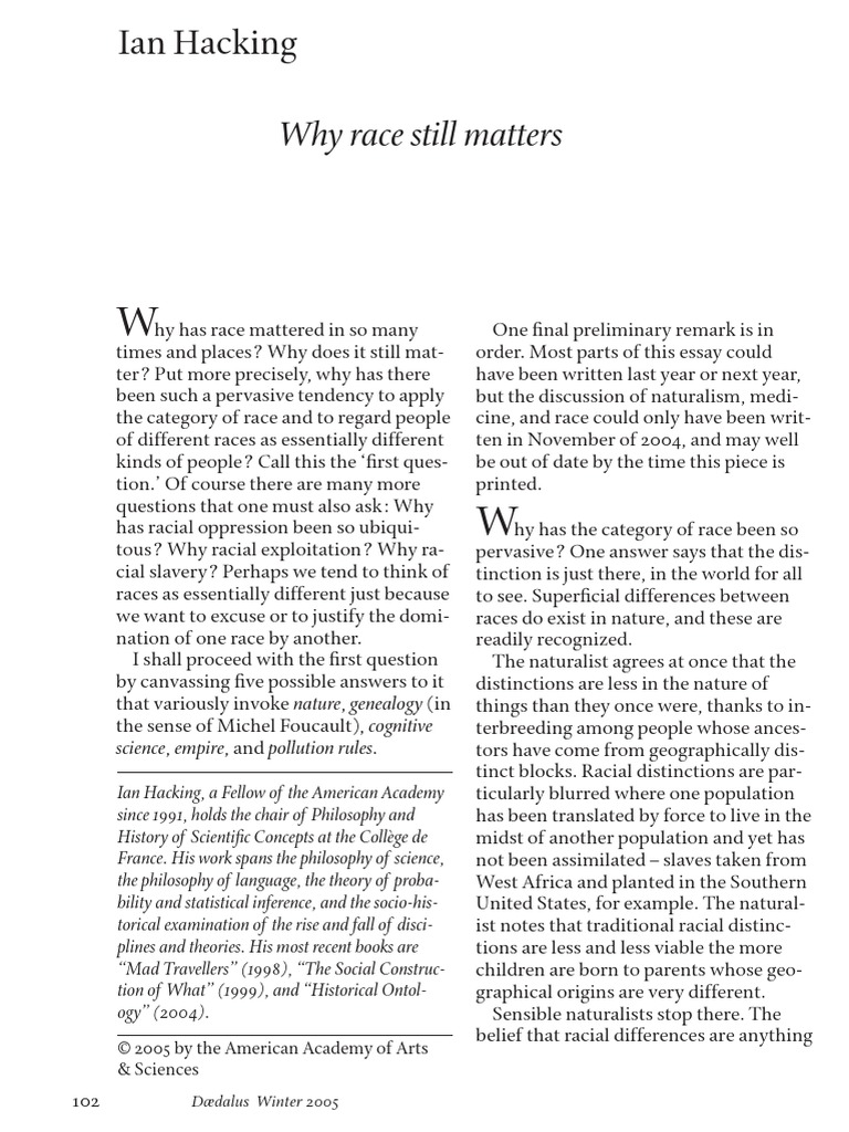 Why Race Still Matters Pdf Race Human Categorization Mulatto