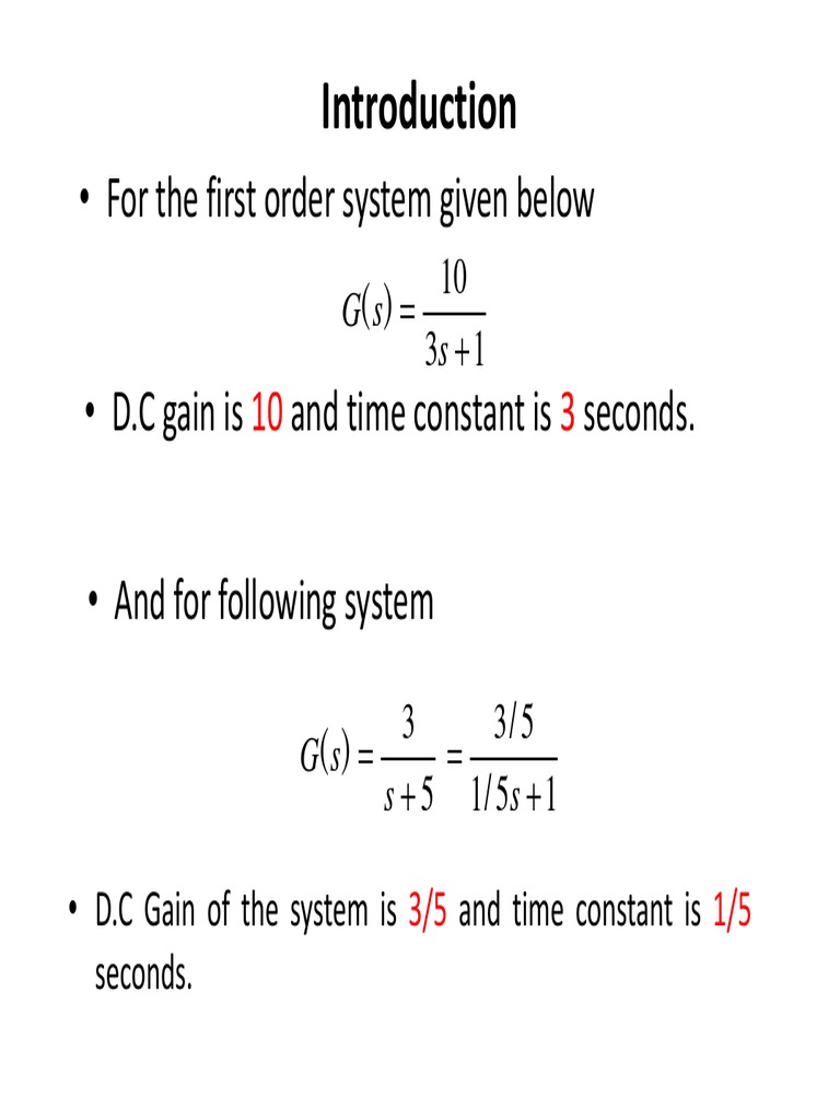 Time Constants in First Order Systems | PDF | Laplace Transform ...