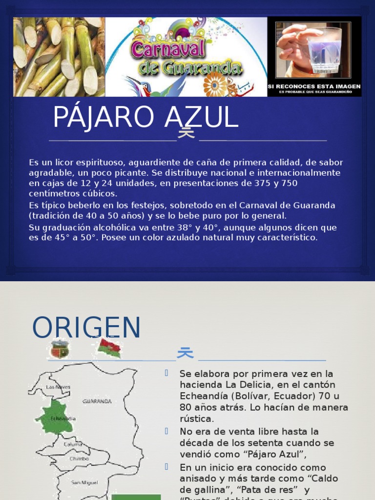 Licor Pájaro Azul: Origen y Elaboración | PDF | Destilación | Ecuador