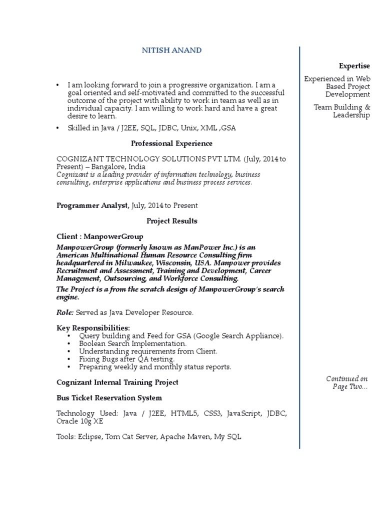 NiTish Resume | PDF | Java (Programming Language) | Java Platform