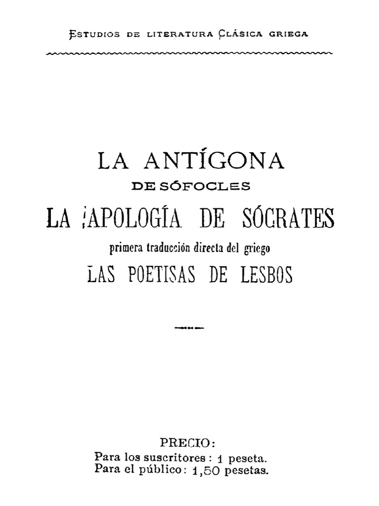 Antigona de Sofocles | PDF | Sófocles | Eurípides
