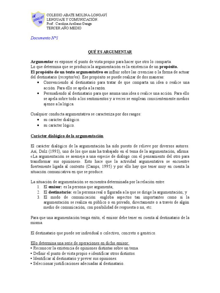 Documento #1 Qué Es Argumentar | PDF | Teoría de la argumentación | Certeza