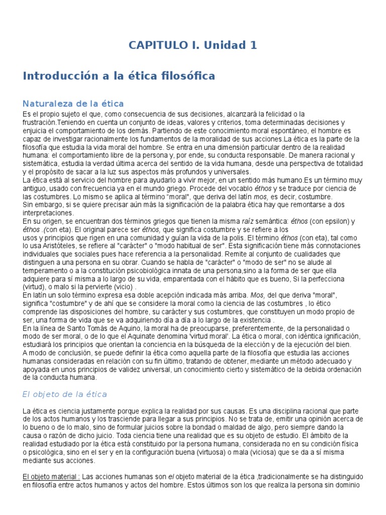 Capitulo 1 Ética | Descargar gratis PDF | Moralidad | Science
