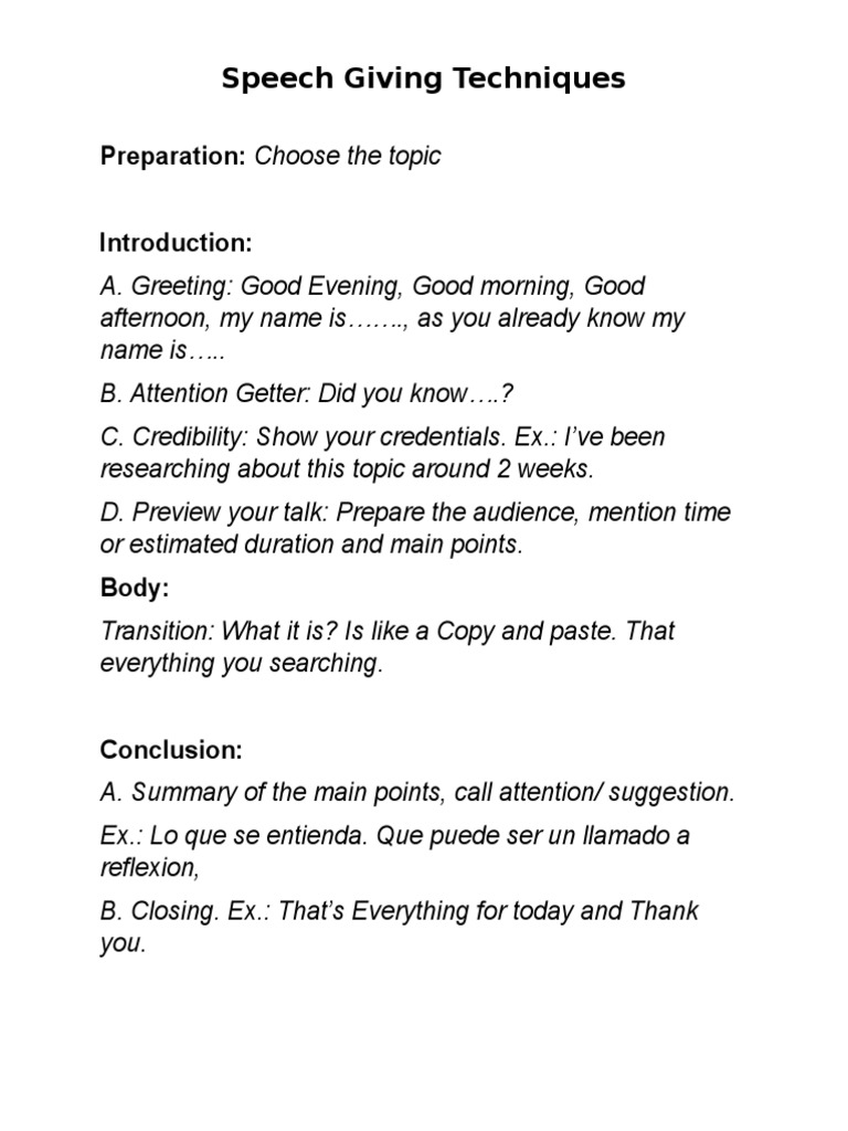 Effective Speech Giving Techniques | PDF | Career & Growth