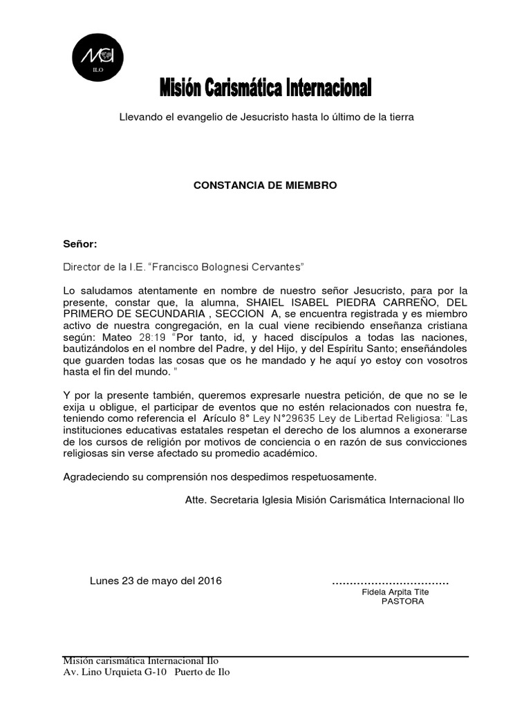 Carta de Exoneracion | PDF