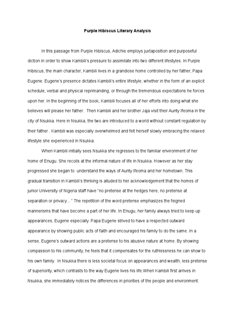 Purple Hibiscus Literary Analysis | PDF | Religion And Belief | Science