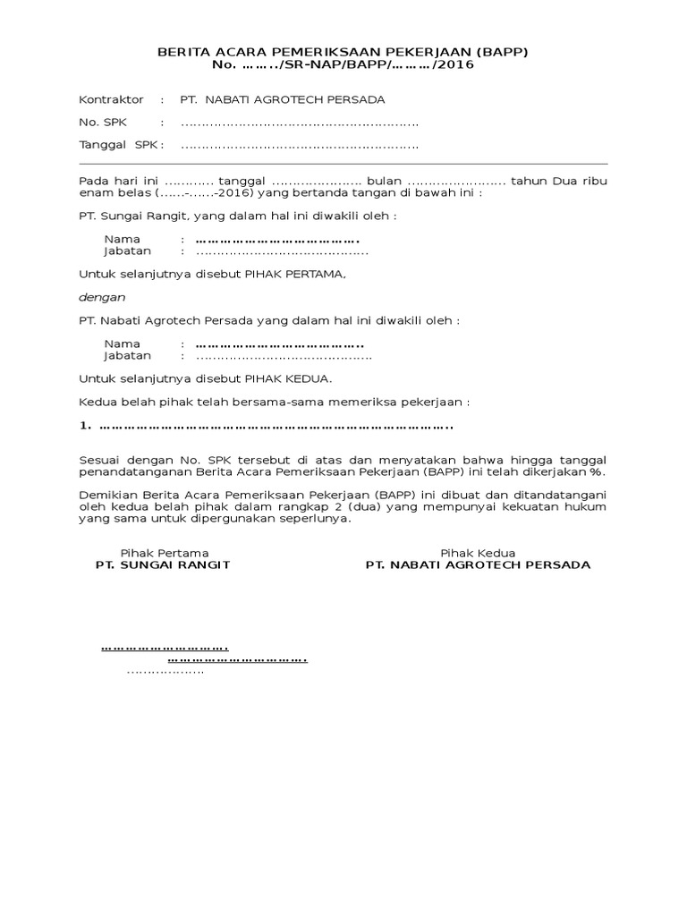 Contoh Format BAST KE SR | PDF