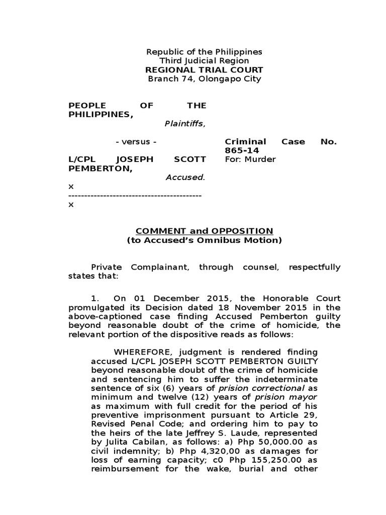 PP V LCPL Joseph Scott Pemberton | PDF | Bail | Criminal Procedure In ...