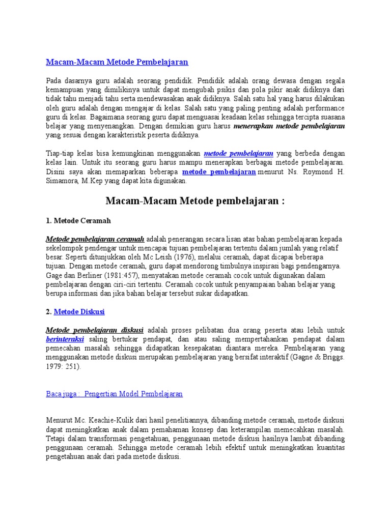 Macam Model Pembelajaran | PDF