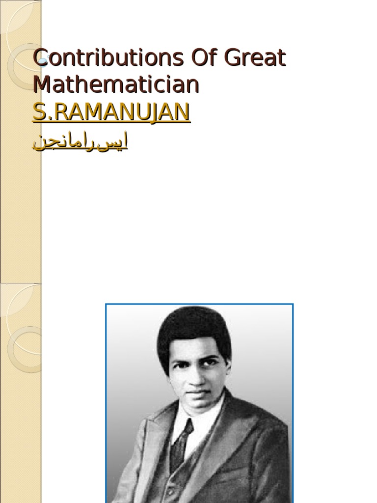 Contribution of Great Mathematician S.ramanujan in Mathematics | Prime ...