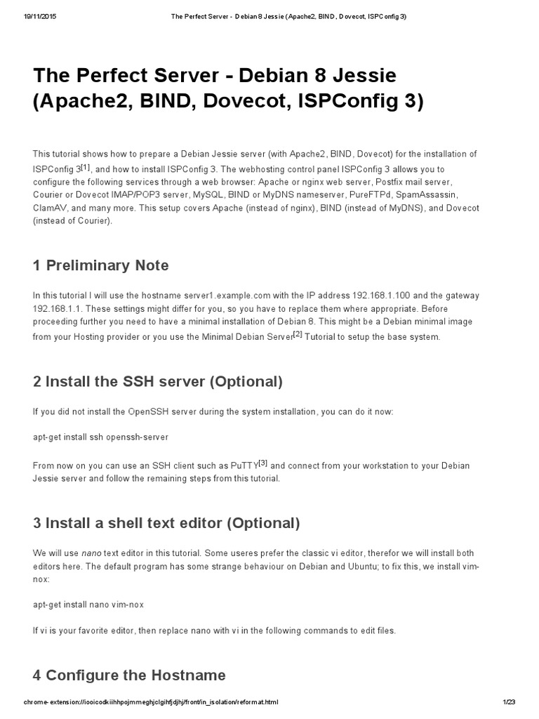 The Perfect Server - Debian 8 Jessie (Apache2, BIND, Dovecot, IsPConfig 3) | PDF | Transport ...