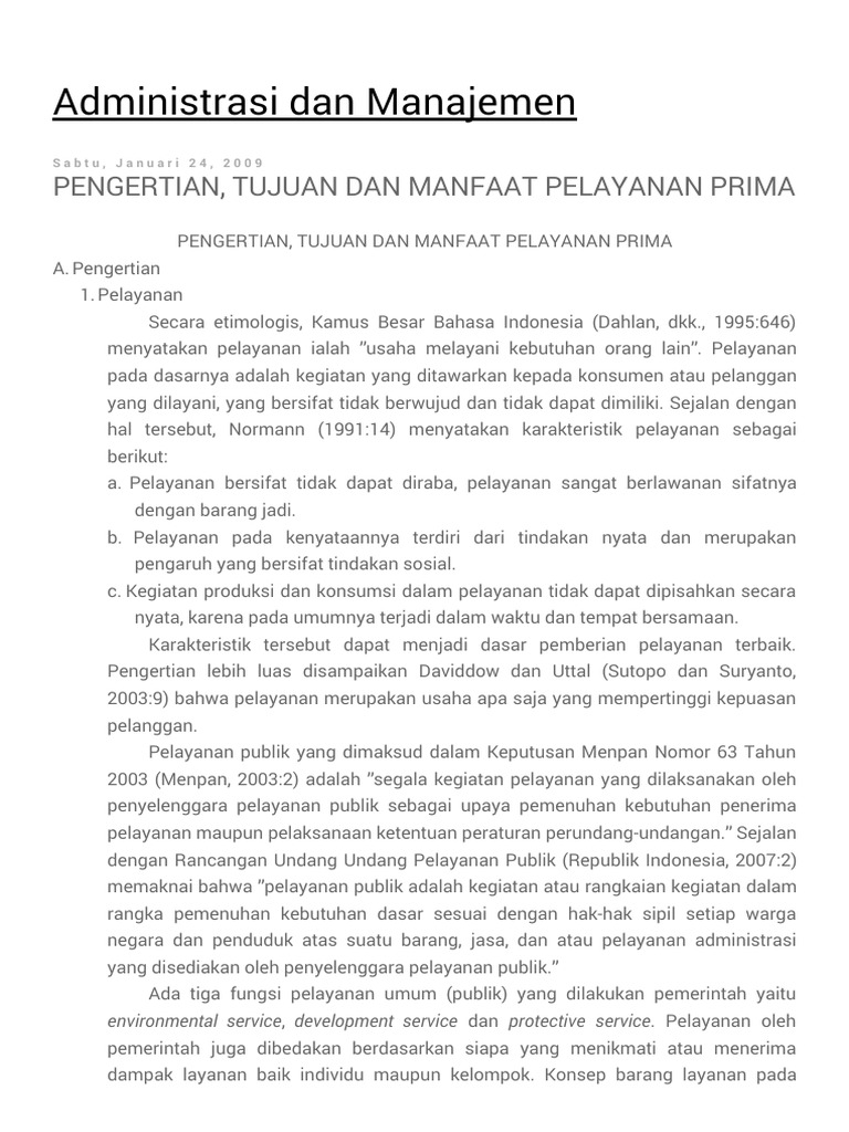 Pengertian, Tujuan Dan Manfaat Pelayanan Prima | PDF