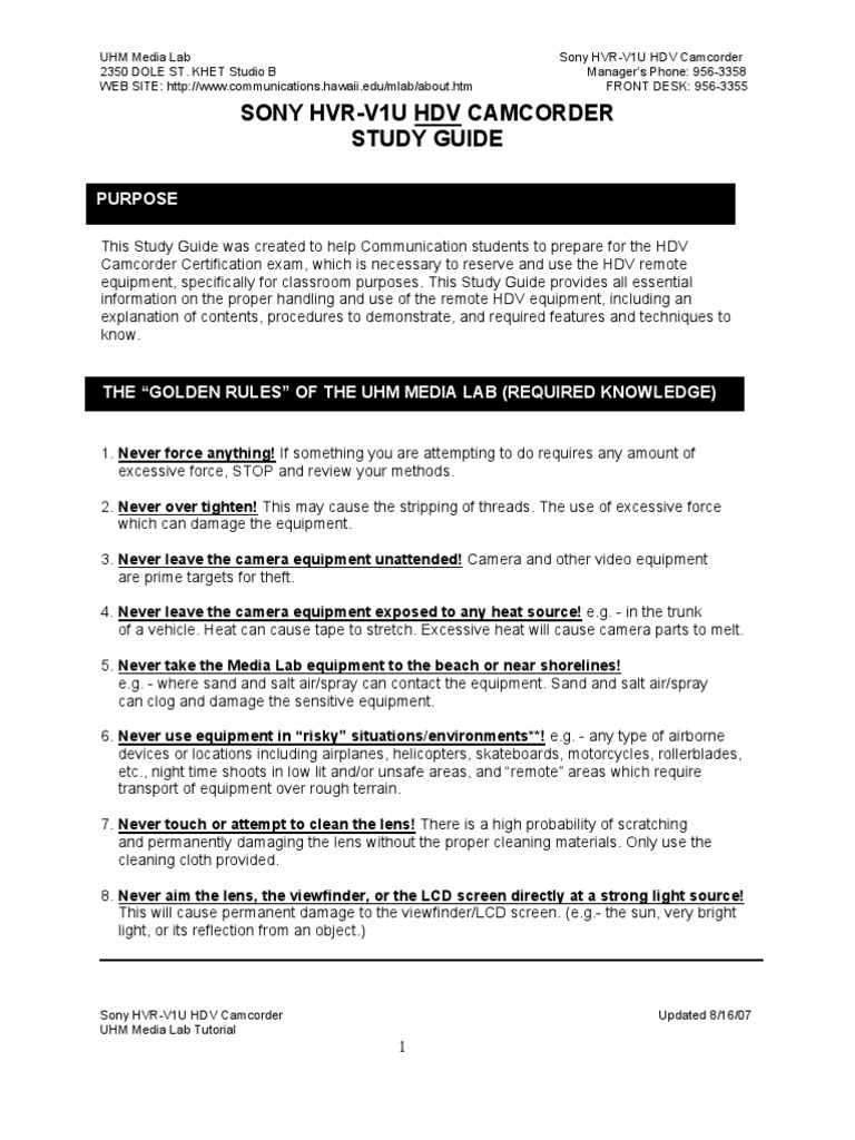 Sony HVR V1u | PDF