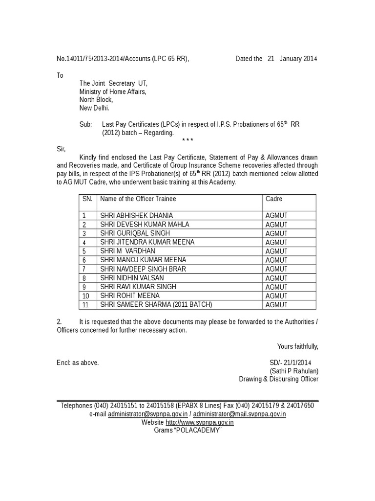 Last Pay Certificates for IPS 65th RR | PDF | National Security ...