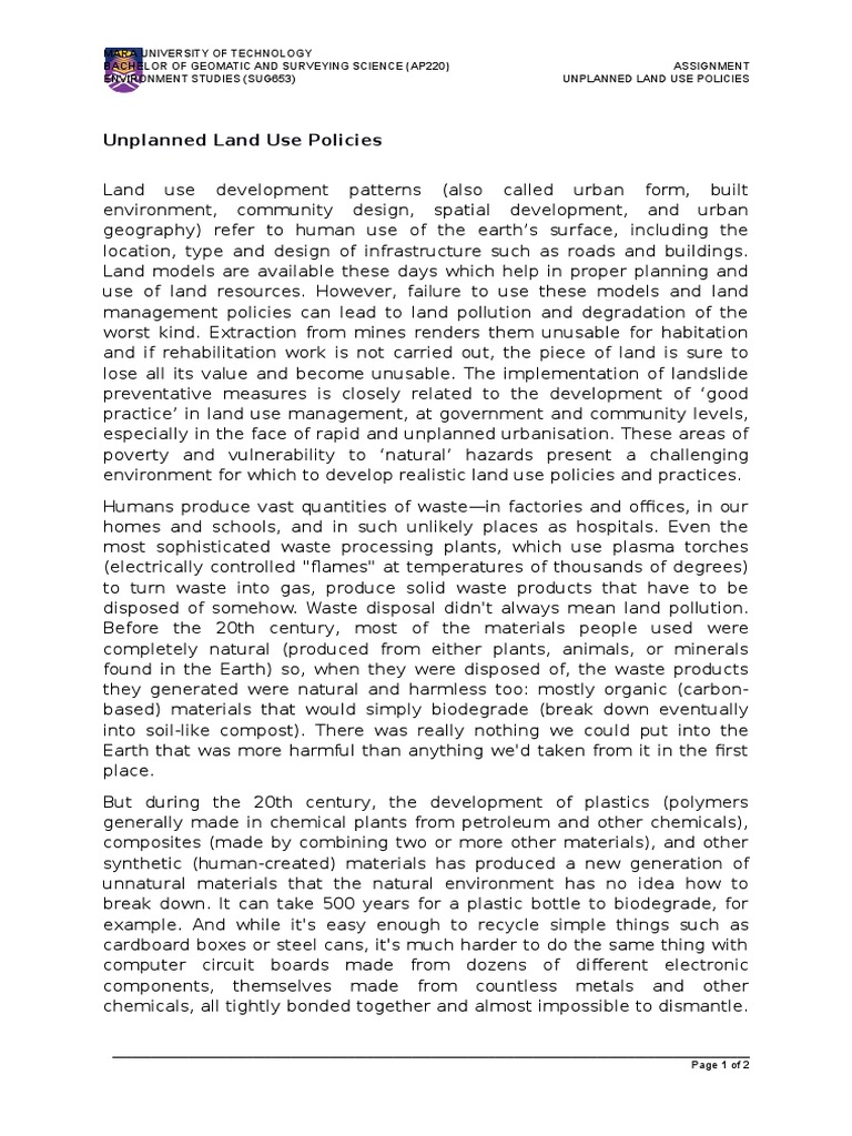 Unplanned Land Use Policies | PDF | Waste Management | Waste