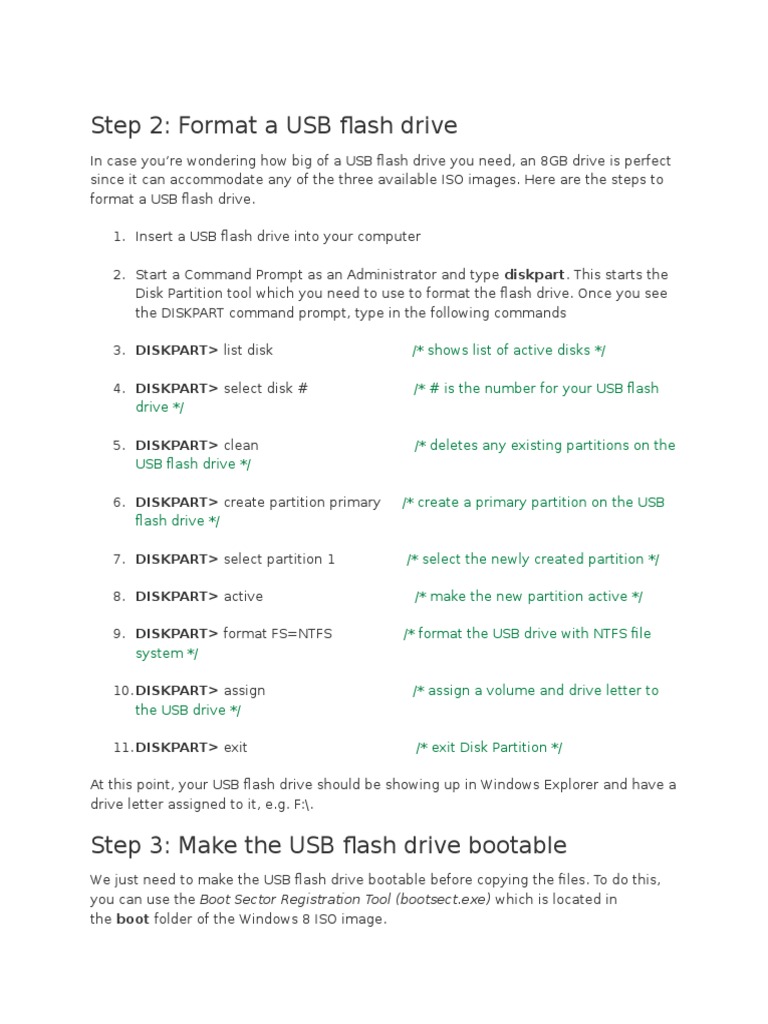 Format USB & Make Bootable for Win8 ISO | PDF | Booting | Usb Flash Drive