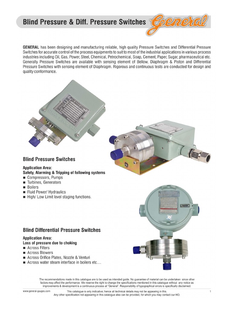 Blind Diff Pressure Switches | PDF