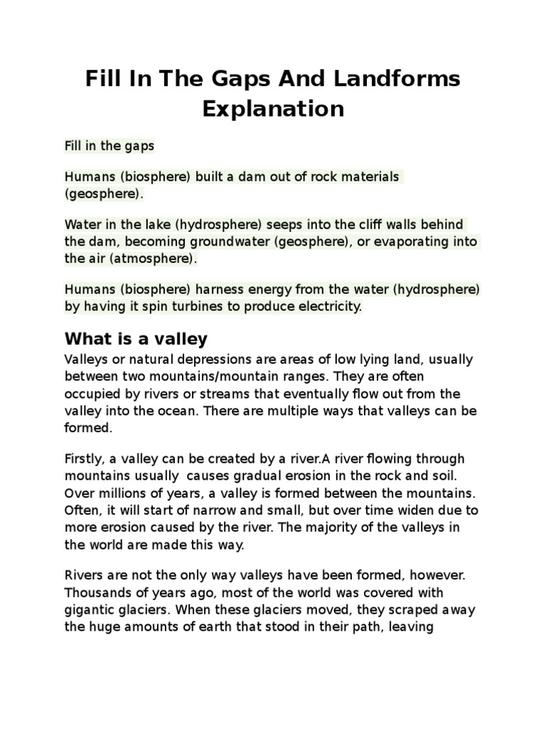 Types and Formation of Valleys | PDF | Travel | Science & Mathematics