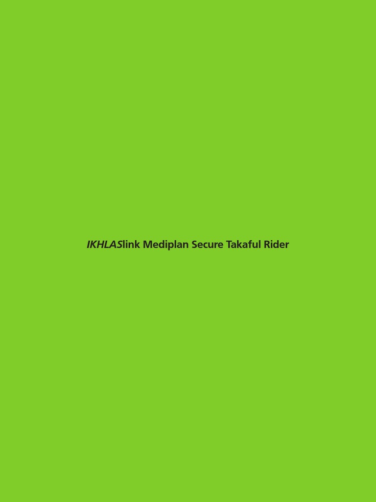 Ikhlaslink Mediplan Secure Takaful Rider Brochure Eng.v2 | PDF ...