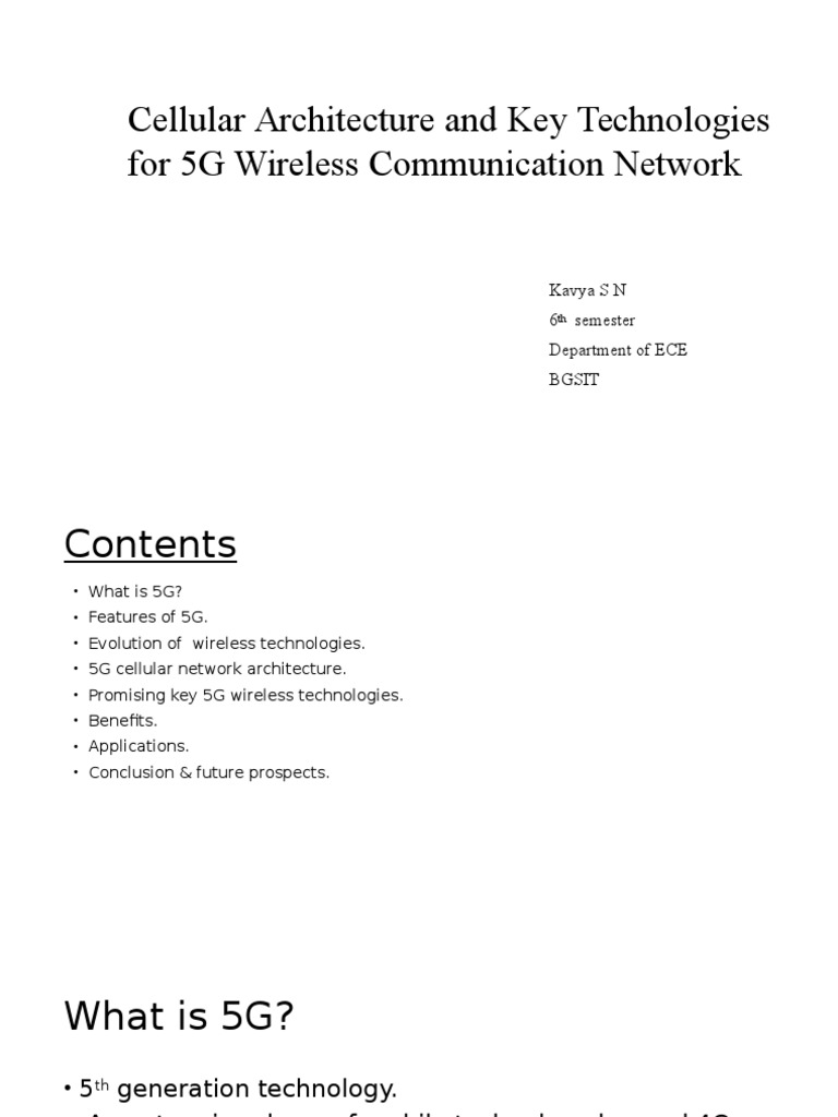 Cellular Architecture and Key Technologies For 5G Wireless | PDF | 4 G ...