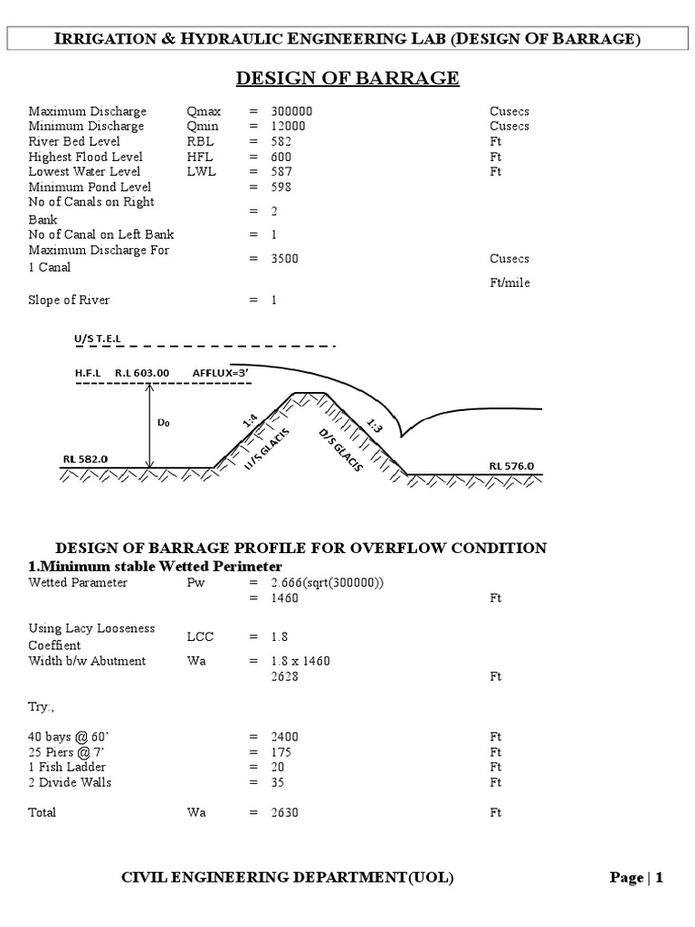 Design of Barrage | Discharge (Hydrology) | Hydrology