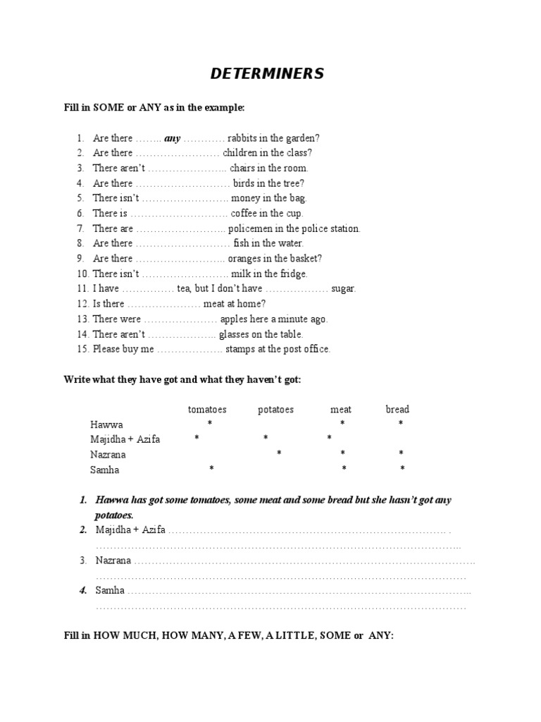 Worksheet 12 (Determiners) | PDF