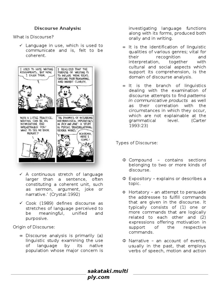 Discourse Analysis HANDOUTS | PDF | Discourse | Linguistics