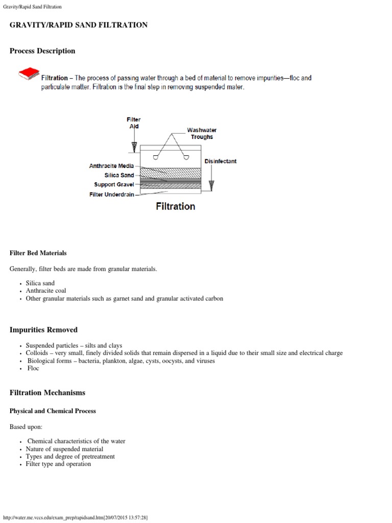 Gravity - Rapid Sand Filtration | PDF | Filtration | Chemical Engineering