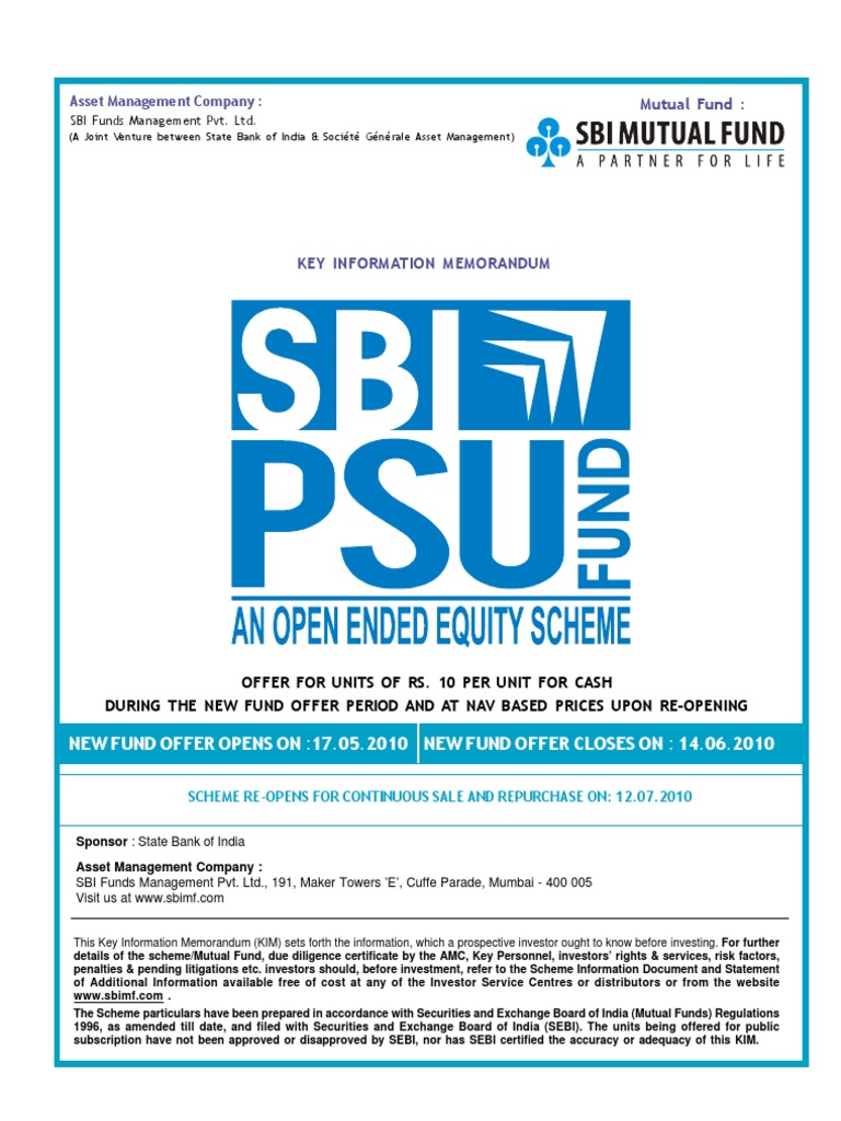 SBI PSU Fund NFO Application Form | PDF | Securities (Finance) | Investing