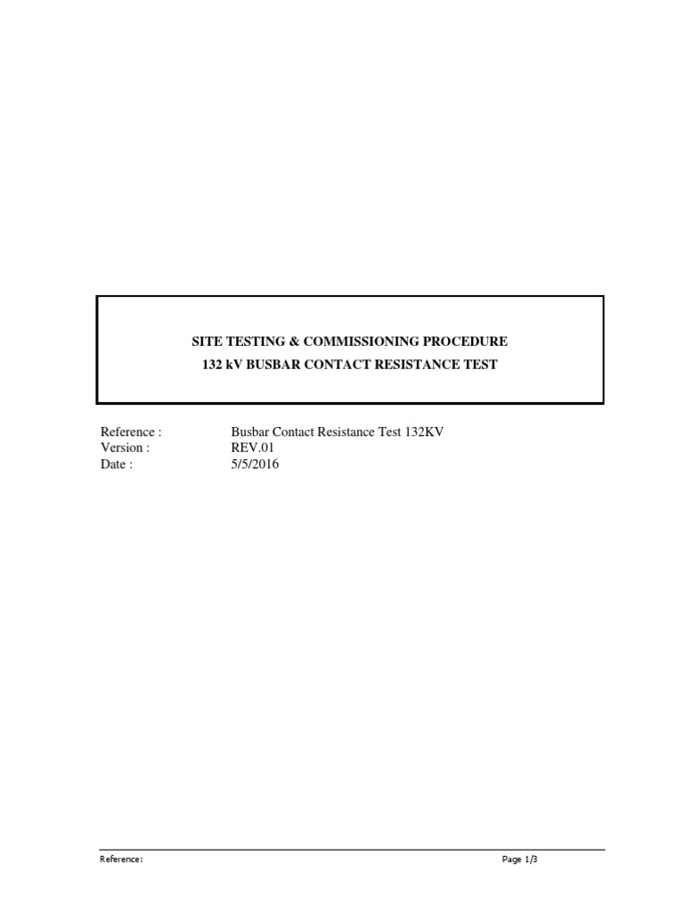 Busbar Contact Resistance Test Procedure | PDF | Electrical Resistance ...