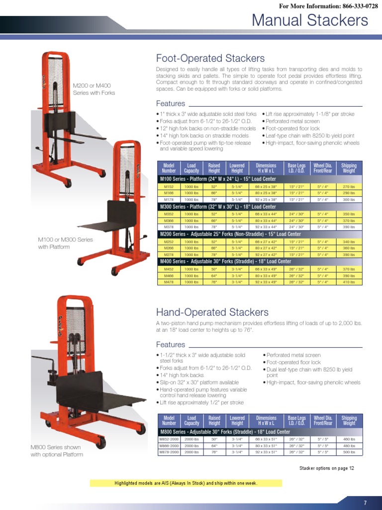Manual Stackers | PDF | Pallet | Rear Wheel Drive Vehicles