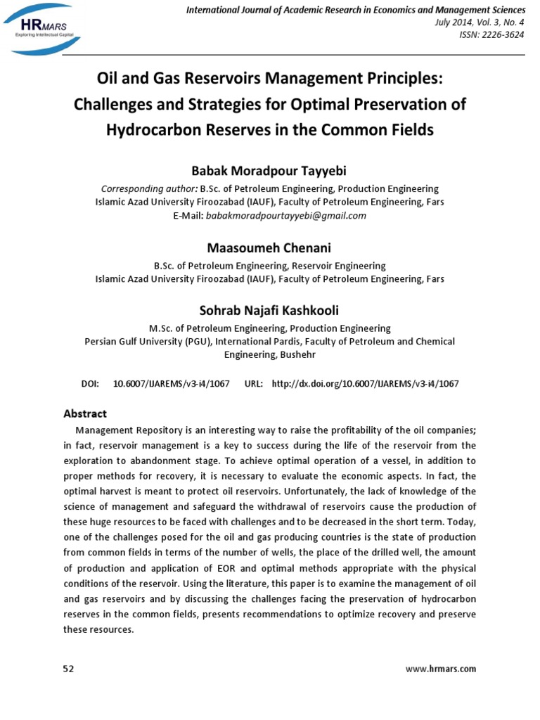 Oil and Gas Reservoirs Management Principles | PDF | Petroleum ...