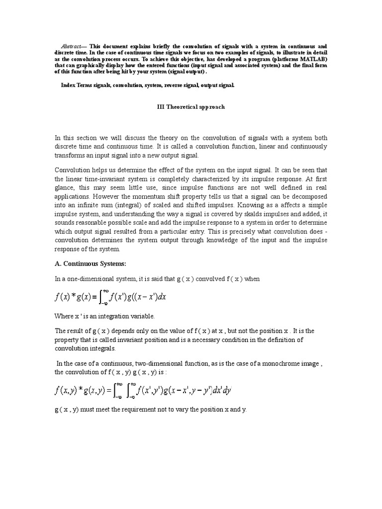 Abstract | PDF | Convolution | Signal (Electrical Engineering)