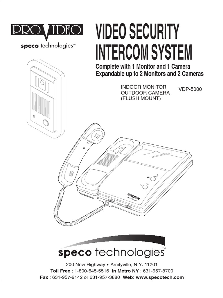 Video Security Intercom System: Complete With 1 Monitor and 1 Camera ...