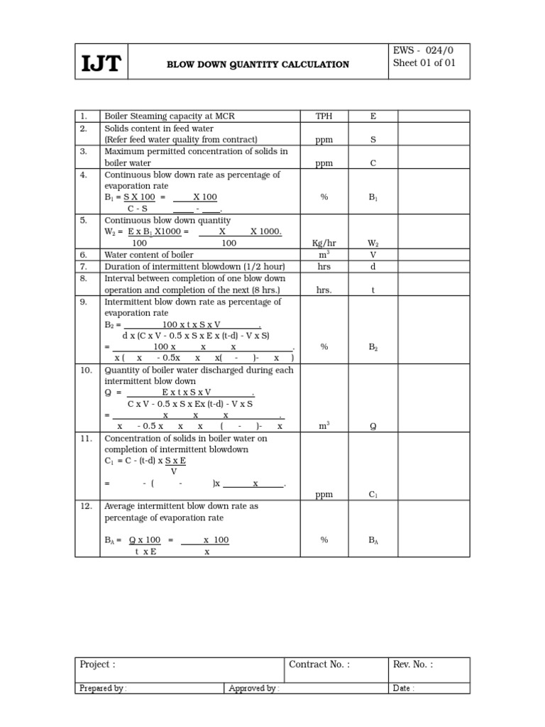 Blowdown Quantity Calculation | PDF | Home & Garden | Technology & Engineering