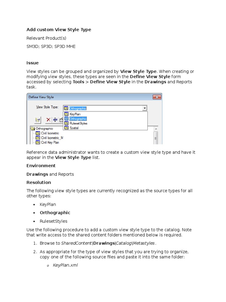 Add Custom View Style Type SM3D SP3D SP3D MHE | PDF
