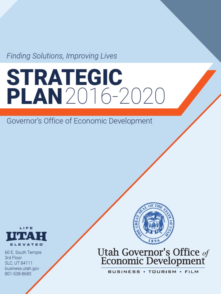 Utah Economic Development, Strategic Plan 2016-2020 | PDF | Economic ...
