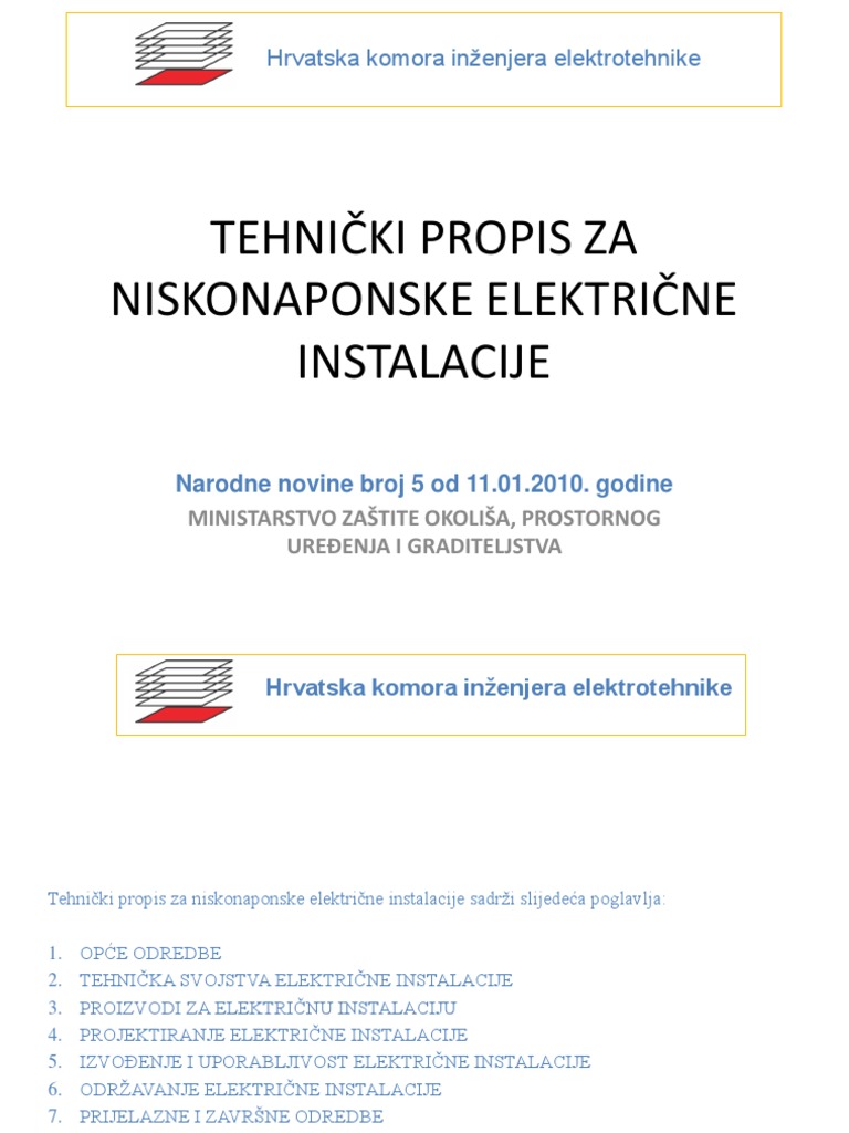 Tehnički Propis Za Niskonaponske Električne Instalacija PDF | PDF
