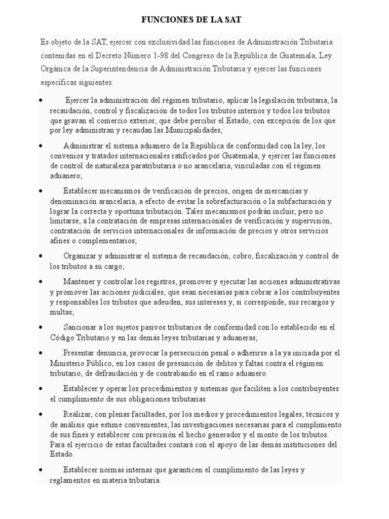 Funciones de La Sat