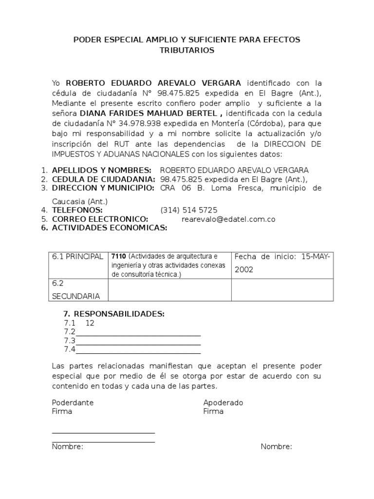 Poder Especial Amplio y Suficiente para Efectos Tributario | PDF