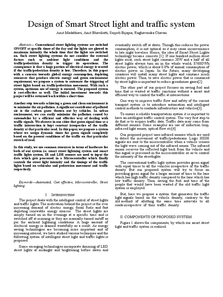 Automatic Control of Streetlight Intensity Through Arduino | PDF | Street Light | Traffic