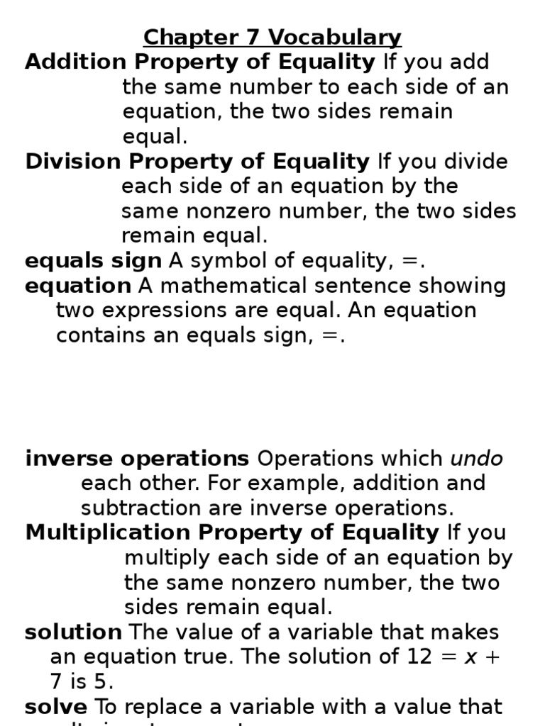 Additive Property of Equality Explained | PDF | Teaching Methods ...