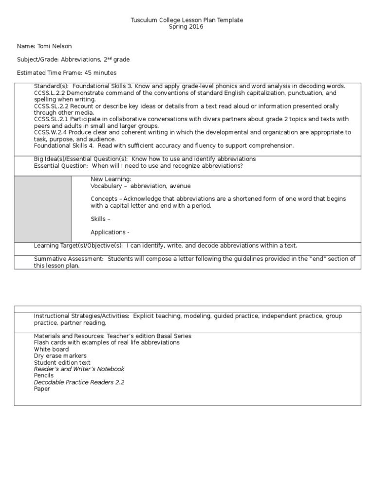 Abbreviations Lesson Plan | PDF | Lesson Plan | Human Communication