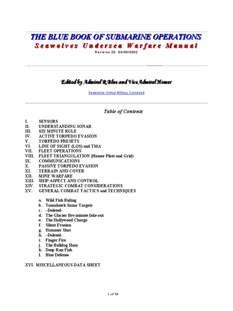 Blue Book of Submarine Operations | PDF | Sonar | Refraction