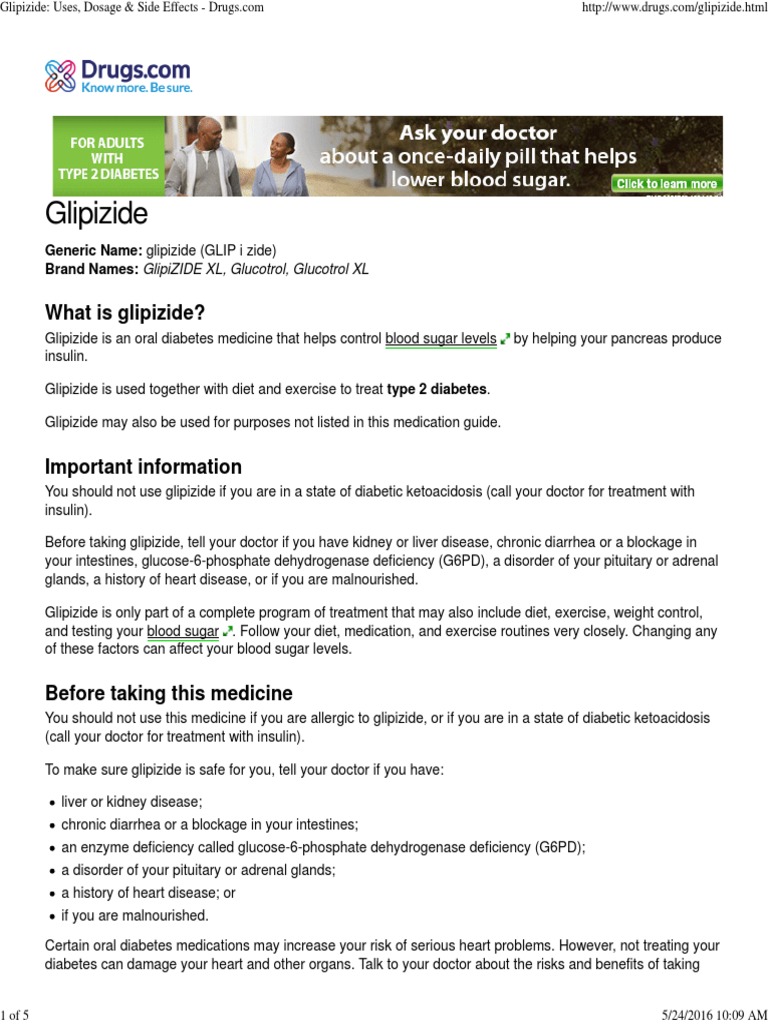 Glipizide - Uses, Dosage & Side Effects - Drugs | PDF | Hypoglycemia ...