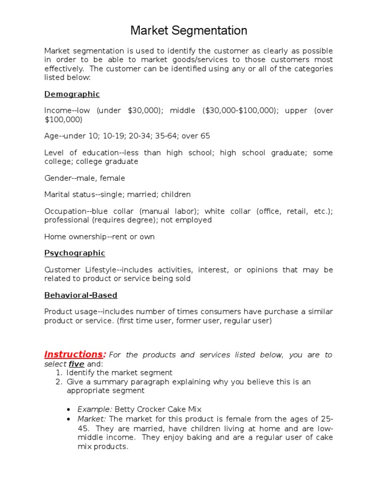 Market Segmentation Assignment | PDF