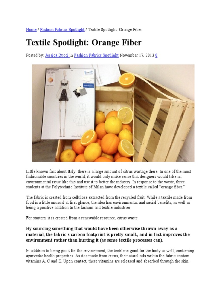 Sustainable Orange Fiber Textile Innovation | PDF | Fibers | Orange (Fruit)