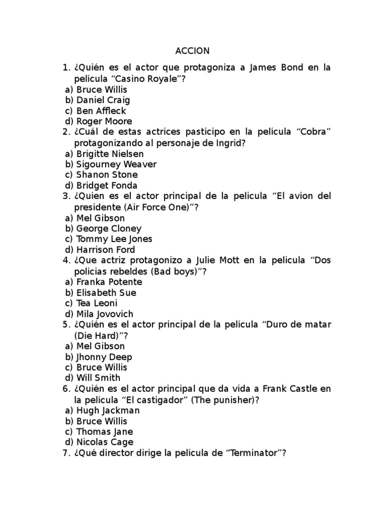Preguntas Trivia | PDF | Cine | Premio de entretenimiento