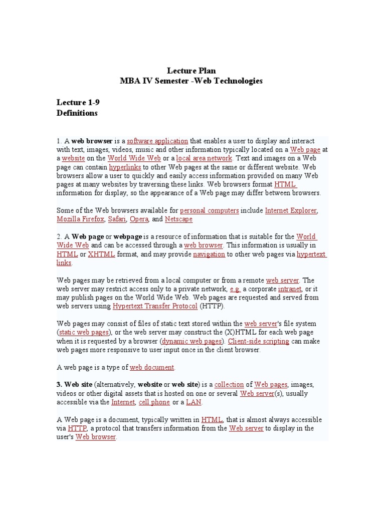 Web Technologies | PDF | Document Object Model | Web Page