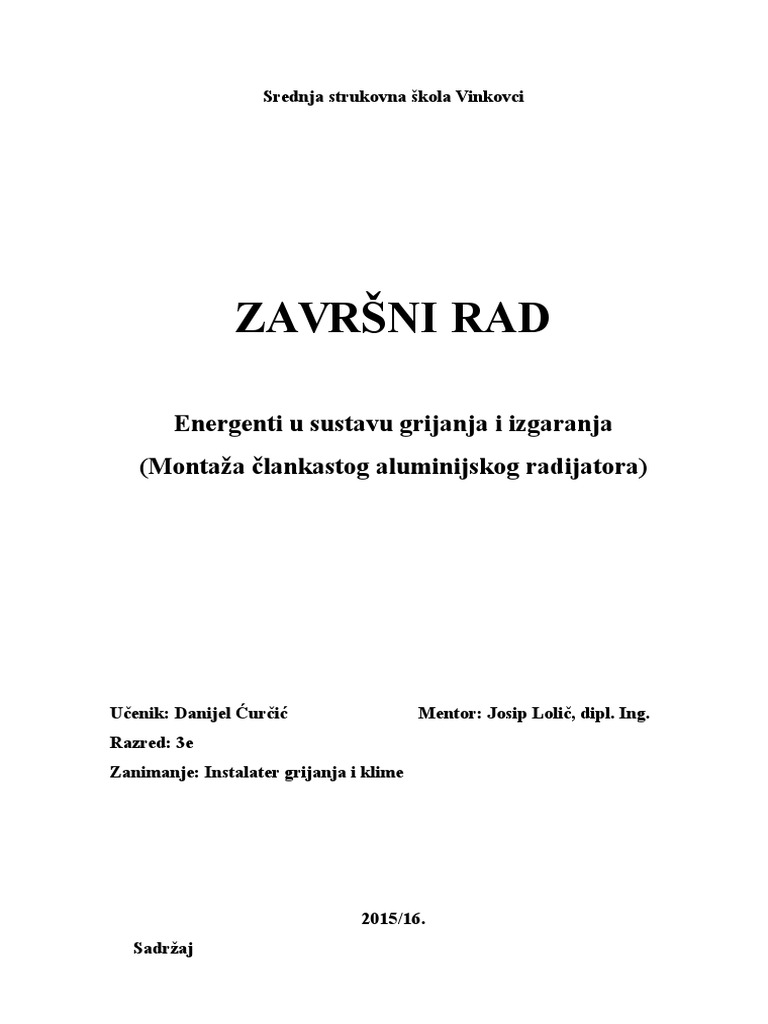 Energenti U Sustavu Izgaranja Danijel Čurčić | PDF